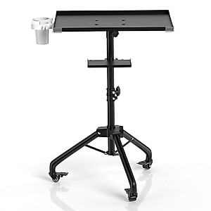ZHOOGE Salon Tray Cart on Wheels with Stand Rack Tray, Premium Iron Alloy Tattoo Tray Height Adjustable Salon Service Tray with 360 Degree Mute Universal Tricycle for Tattoo Work, SPA and Dental Tray