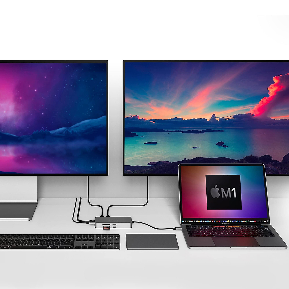 HyperDrive M1 M2 MacBook Pro USB C Hub - 10-in-1 USB Hub Dual 4K HDMI, Ethernet, USB-A, USB C Adapter