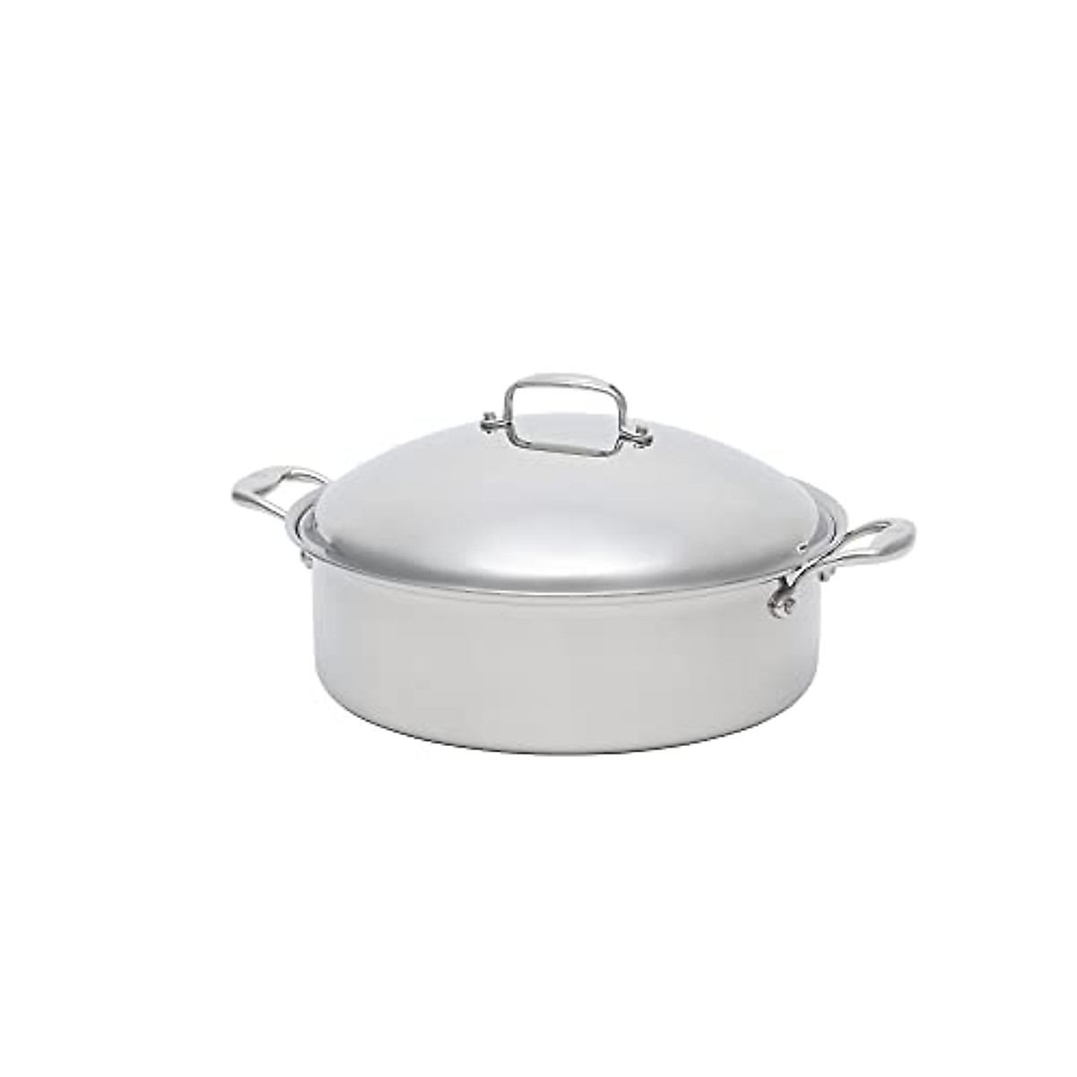 Heritage Steel 8 Quart Rondeau with Lid - Made in USA - Titanium Strengthened 316Ti Stainless Steel with 5-Ply Construction - Induction-Ready and Fully Clad