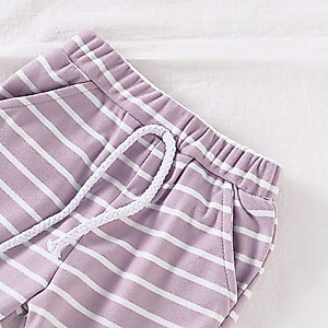 Dimoybabe Baby Girl Clothes Boy Sweatshirt Infant Outifts Set Spring Winter Long Sleeve Outfits + Stripped Pants 2pcs Stripe Purple