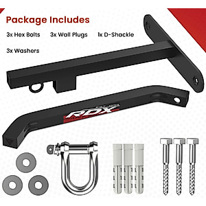 RDX Punching Bag Bracket Wall Mount Hanger, Iron Hook D-shackle Heavy Duty powder coated steel Hanging Stand, Home Boxing MMA Training Gym Fitness Indoor Outdoor Workout, 37CM Length, Holds Upto 130lb