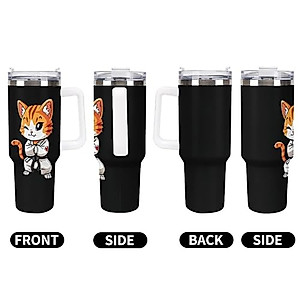 Brazilian Jiu Jitsu Black Belt Cute Cat 40OZ Tumbler Stainless Steel Travel Mug Water Bottle Car Cup Tea Cups with Lid White-style