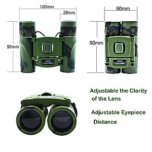 Mini Compact Kids Binoculars 8x21 Binoculars for Kids Telescope Toys for 3-12 Years Boys Girls Binoculars for Kids Gift Kids Binoculars for Bird Watching, Hunting, Outdoor Games, Spy Camping Gear