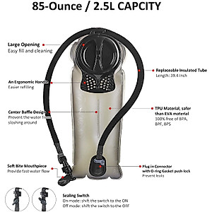 Unigear Tactical Hydration Pack Backpack 900D with 2.5L Bladder for Hiking, Biking, Running, Walking and Climbing (Black)