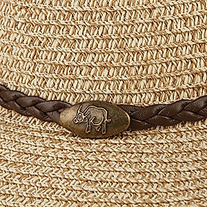Western Cowboy Hat with String for Women Men Foldable Summer Sun Protection Straw Beach Hats with Wide Brim Beige