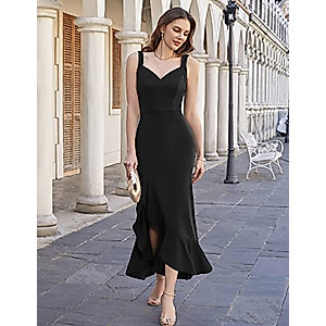 GRACE KARIN Womens Cocktail Dresses for Wedding Guest V Neck Sleeveless Formal Black Dresses Mermaid Party Long Dress Black M
