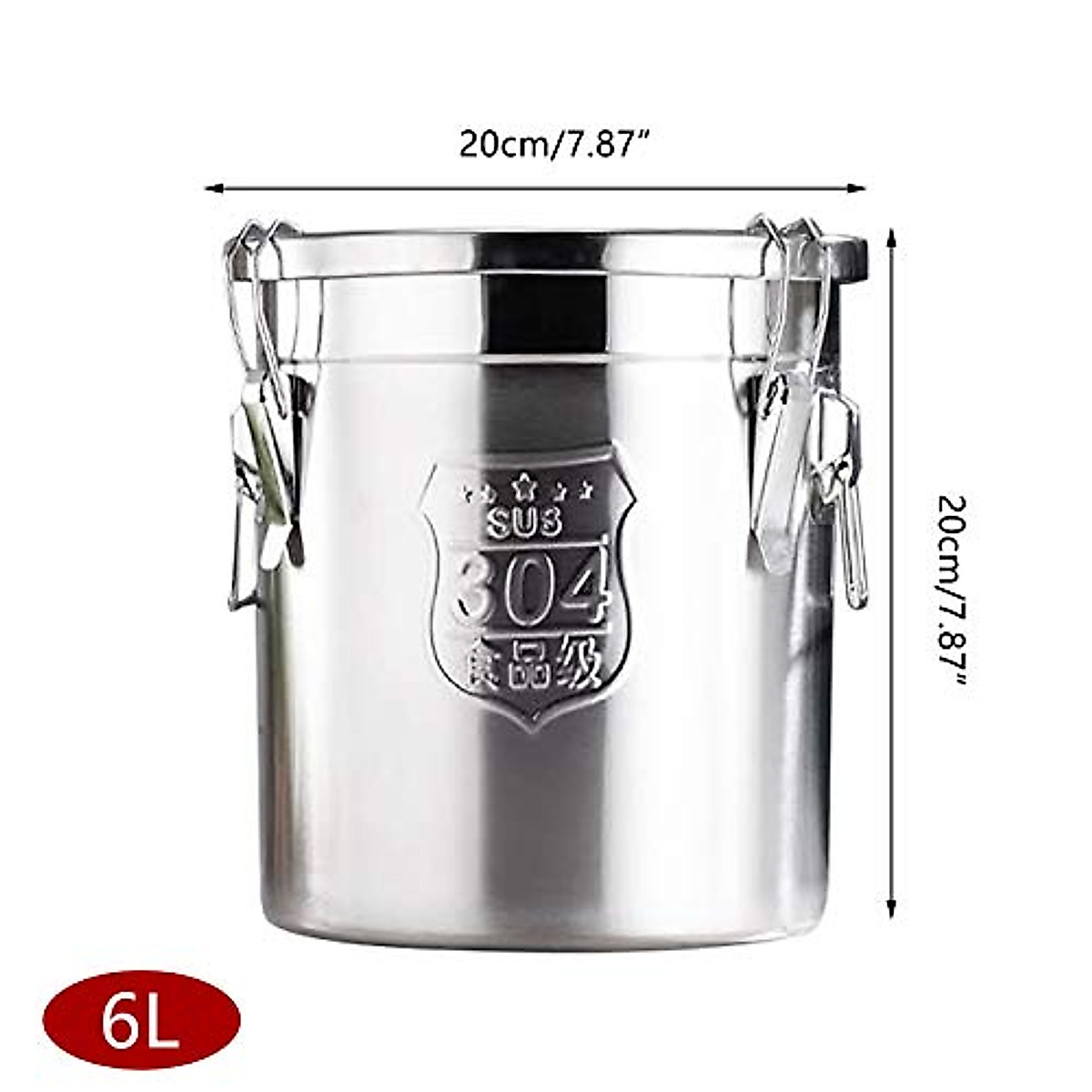SanBouSi Stainless Steel Canister Rice Bucket Airtight Canister with Lids, 304 Stainless Steel Metal Food Storage Containers Kitchen Canisters for Rice, Flour, Grain, Coffee Bean 12L