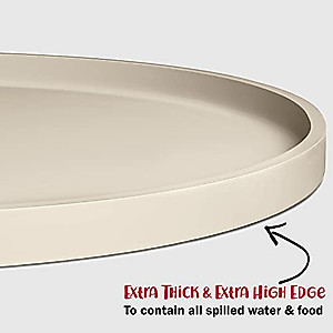 DogBuddy Dog Food Mat - Waterproof Dog Bowl Mat, Silicone Dog Mat for Food and Water, Pet Food Mat with Edges, Nonslip Dog Feeding Mat, Dog Food Mats for Floors (Small, White Sand)