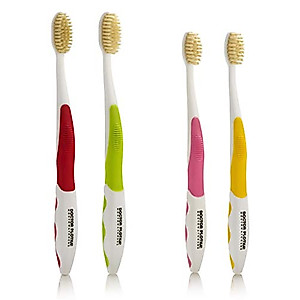 MOUTHWATCHERS - Manual Toothbrushes - Clean Teeth for Family - 4 Count - Floss Bristle Silver - Invented by Doctor Plotka's