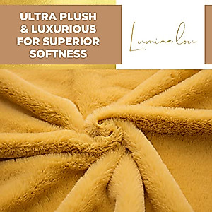 Faux Fur Throw Blanket - Warm & Cozy Throw Blanket for Couch, Bed, Sofa - Gold/Mustard Throw Blanket for Home Décor - Double Sided, Ultra Soft Throw Blanket