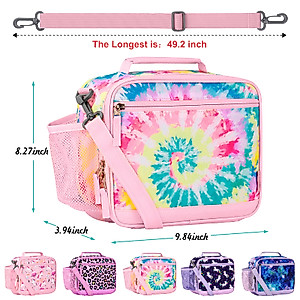 Choco Mocha Tie Dye Lunch Box Kids Lunch Box for Girls Lunch Boxes for School Girls Lunchbox for Kids Lunch Bag for Girls with Shoulder Strap for Toddler Preschool Kindergarten