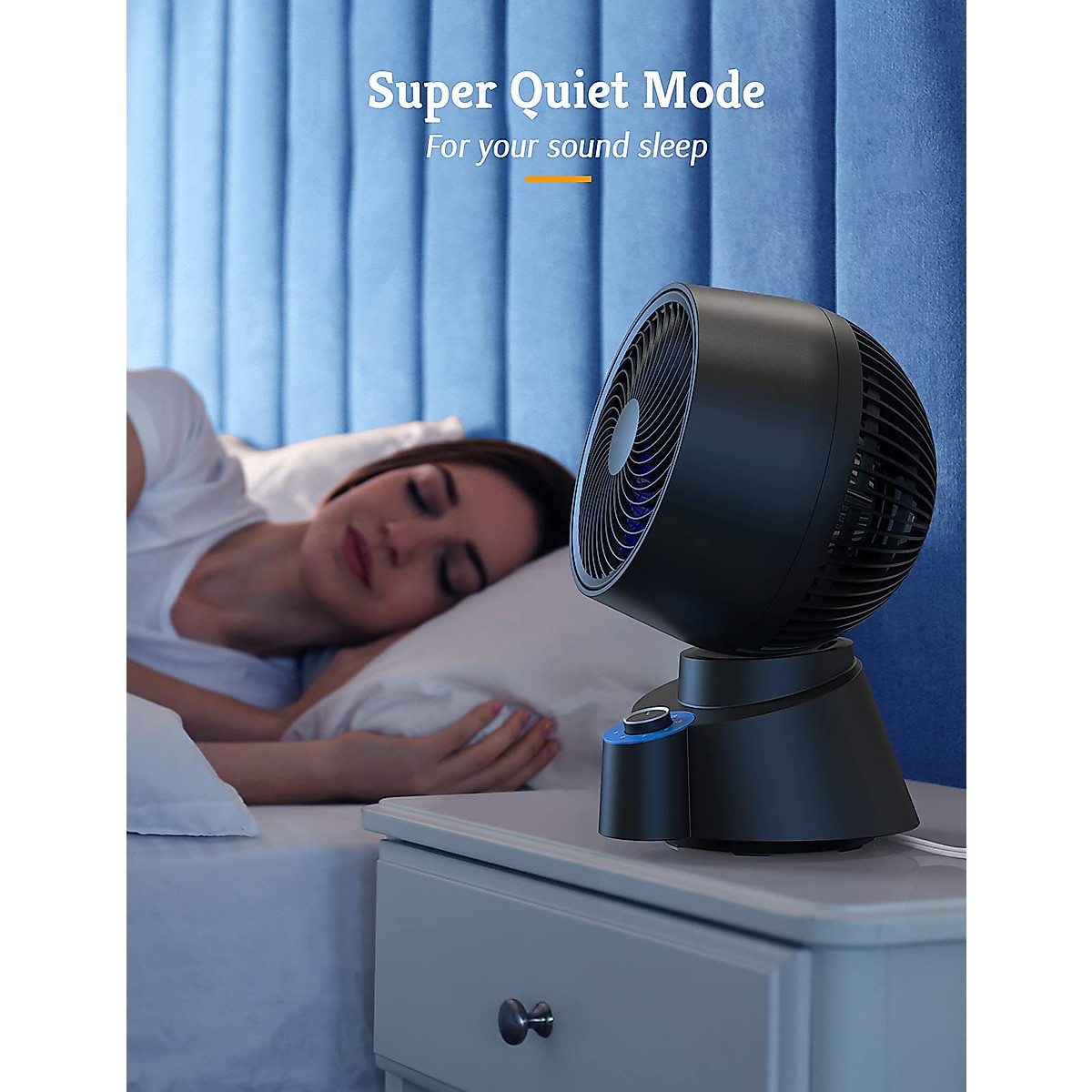 Air Circulator Whole Room Fan, Oscillating Fan, Super Quiet Powerful Wind, Energy-Saving, Table Desk Floor Fan in Bedroom ,Office with 3 Wind Speeds and Auto Oscillating