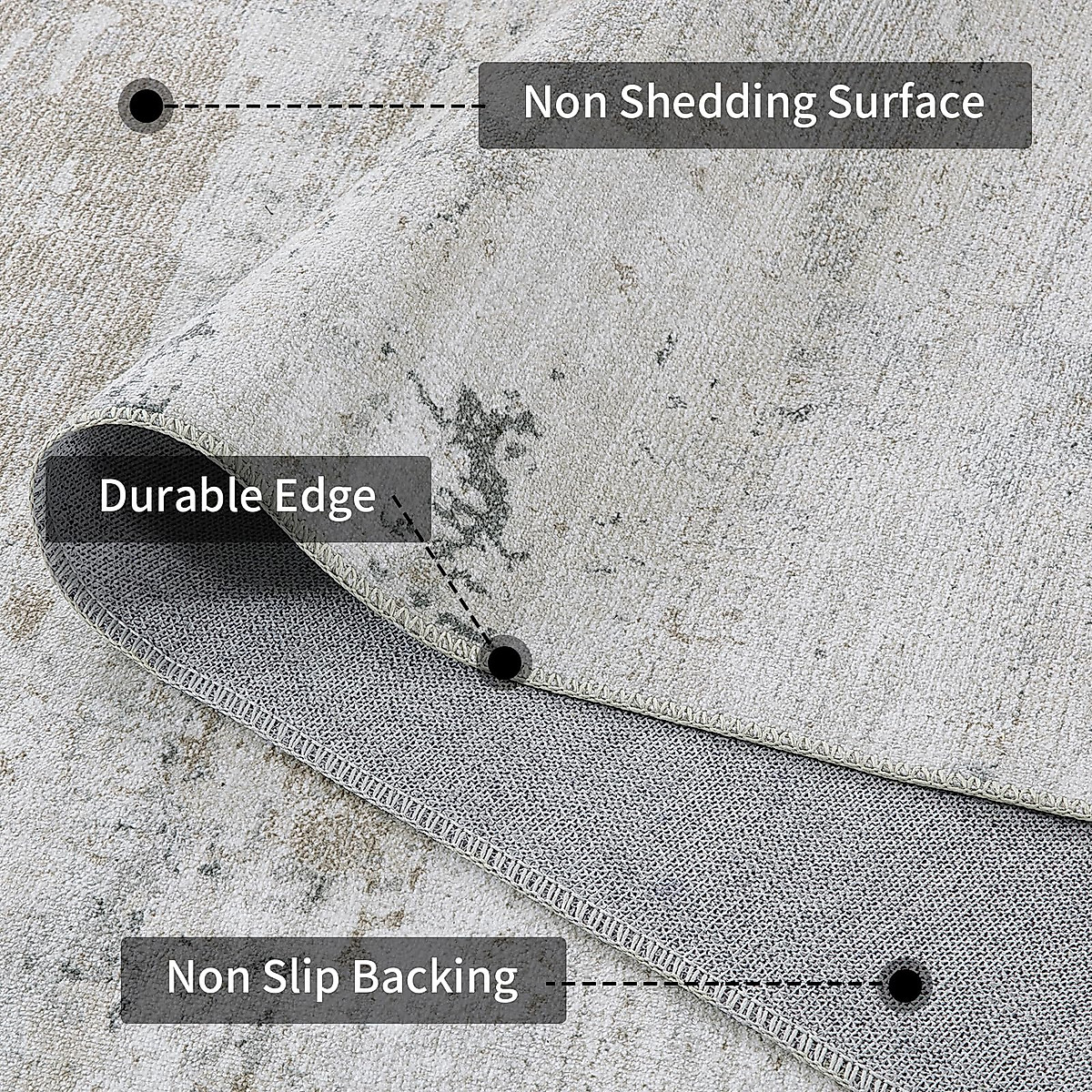 HOMBYS 9x12 Modern Area Rug for Living Room Bedroom, Large Boho Floor Carpet with Non-Slip Backing for Indoor Office Dining Room, Abstract Home Deco Non-Shedding, Khaki, Machine Washable