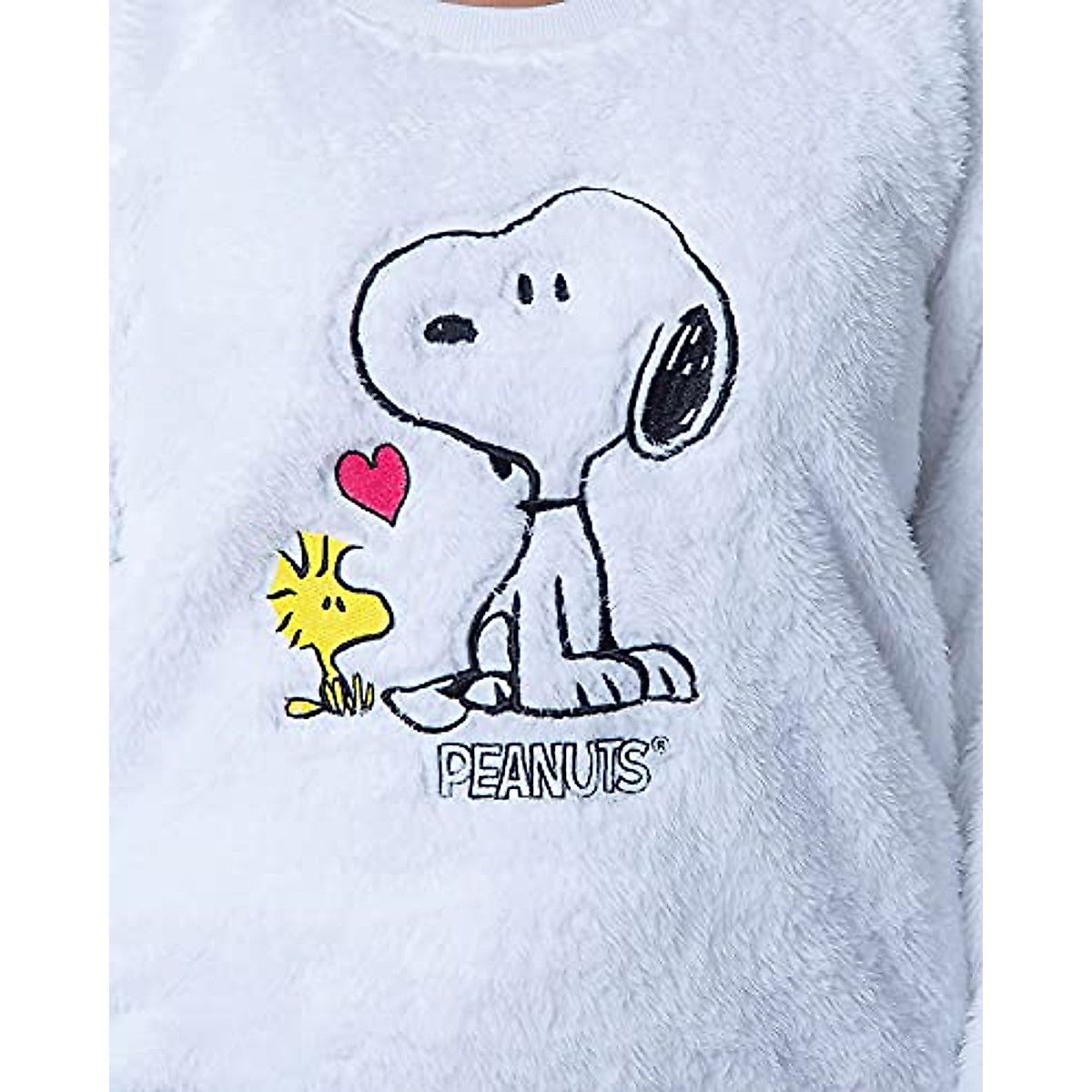 INTIMO Peanuts Womens' Snoopy and Woodstock Sweater and Shorts Sleep Pajama Set (M) White
