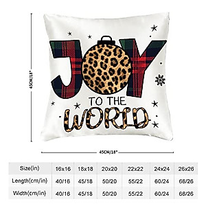 Joy to The World Decorative Throw Pillows for Couch 18x18 Winter Snowman Snowflakes Modern Cooling Silk Pillow Shams for Sofa Bedroom Car Couch Zippered Thanksgiving Gifts