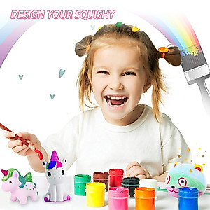 Paint Your Own Squishy Sensory Toys, 4 DIY Squishy Slow Rising Relieves Stress and Anxiety Fidget Toy for Children Adults, 3D Blank Arts& Crafts Squishies DIY Dessert & Animal Squishy Painting Toys