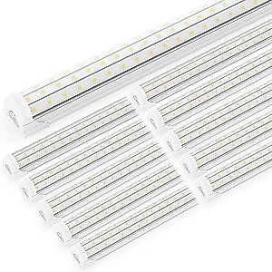 Ensenior 10 Pack 4 FT Led Shop Lights, 6000K Clear White, 5000LM Super Bright, 36W Equivalency 468W, Commercial Bay Lighting, U-Shaped Linkable Shop Lights Plug in for Garage, Workshop, FCC Certified