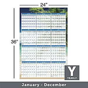 Office Depot® Brand Reversible Erasable Wall Calendar, 36" x 24", Paradise, January To December 2023, ODUS2201-001