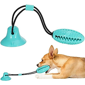 PrimePetPlay Suction Cup Dog Chew Toy - Bite Resistant and Durable - Perfect for Aggressive Chewers - Dental Health and Interactive Play, Sky Blue