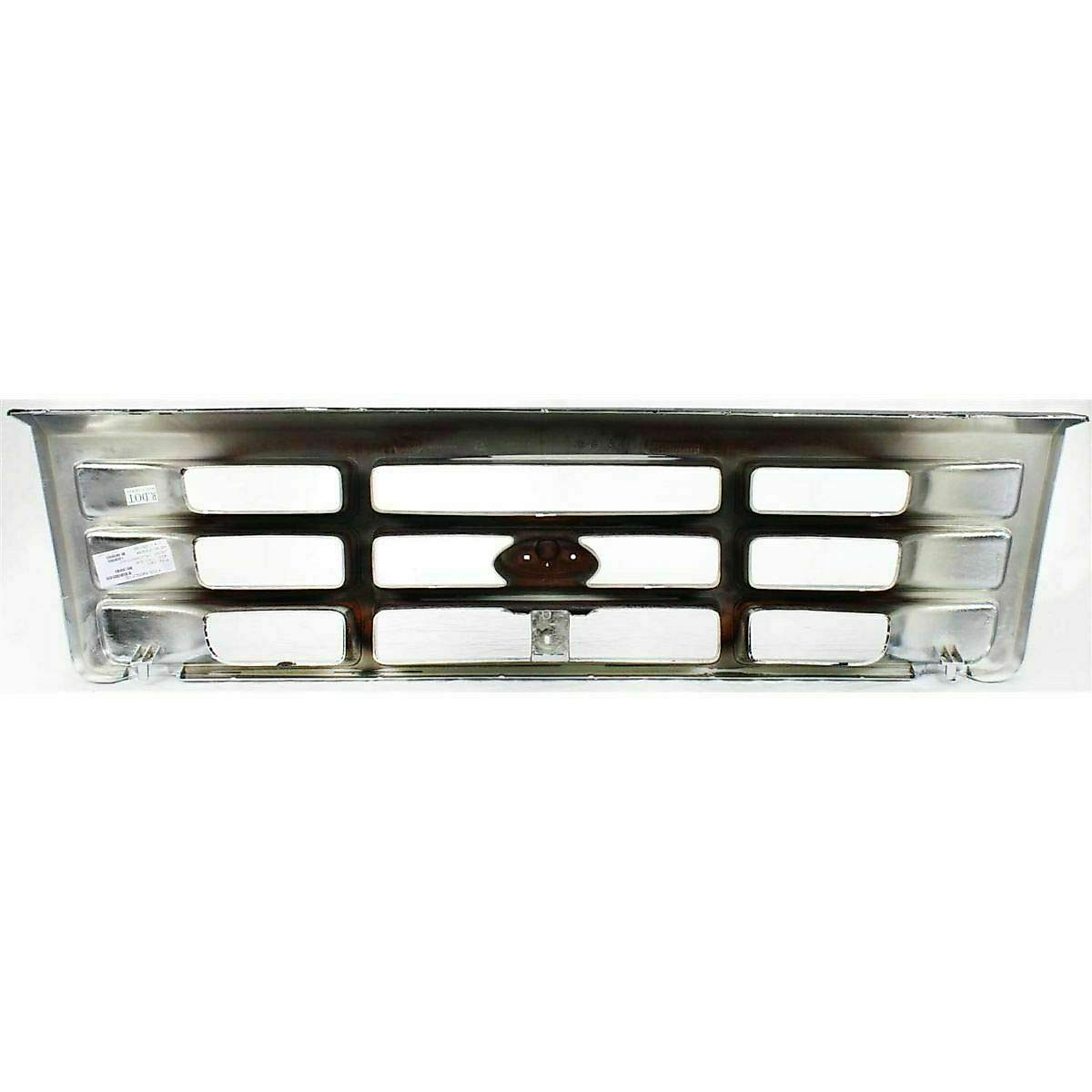 New Front Grille Chrome Shell & Primed Insert + Head Light Trim Door Right Passenger & Left Driver Side For 1992-1996 Bronco / 1992-1997 Ford F-150 F-250 F-350 Direct Replacement F4TZ8200A F2TZ13064C