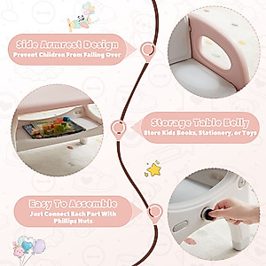 GITAWUSA Kids Table and 2 Chairs Set, Large Built-in Storage, Montessori Toddlers Table and Chairs Set, Kids Activity Table for Drawing Dining Playing, CPSC & ASTM Approved, Pink