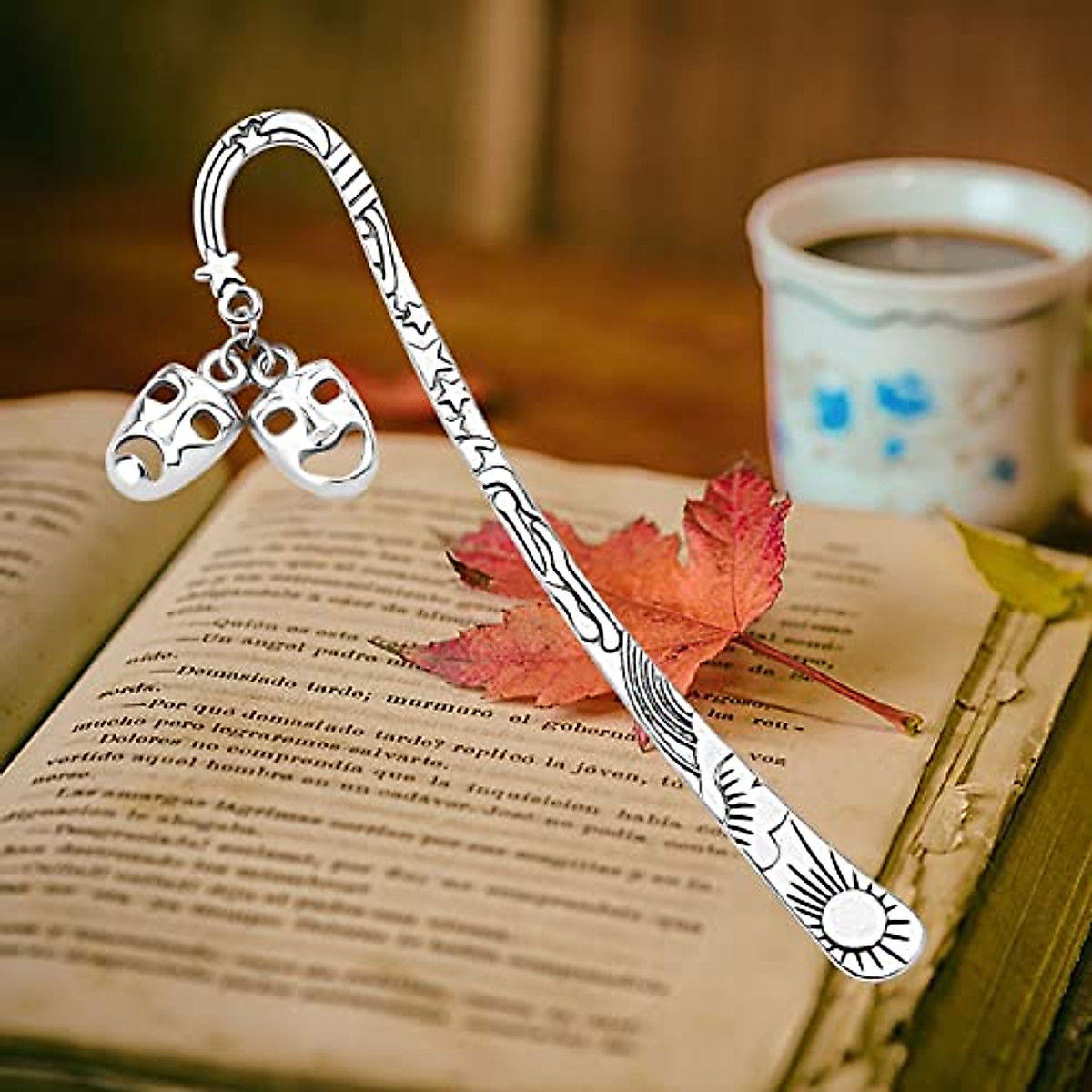 bobauna Drama Comedy Tragedy Masks Bookmark Theater Lover Jewelry Gift (Drama Bookmark)