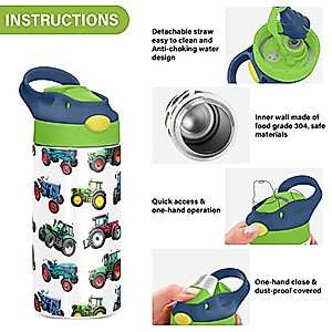 Stainless Steel Water Bottle for kids- 12 Ounce Stainless Steel Vacuum Insulated Water Bottle for Kids children,Double Wall Vacuum Insulated Bottles (Tractor-1)