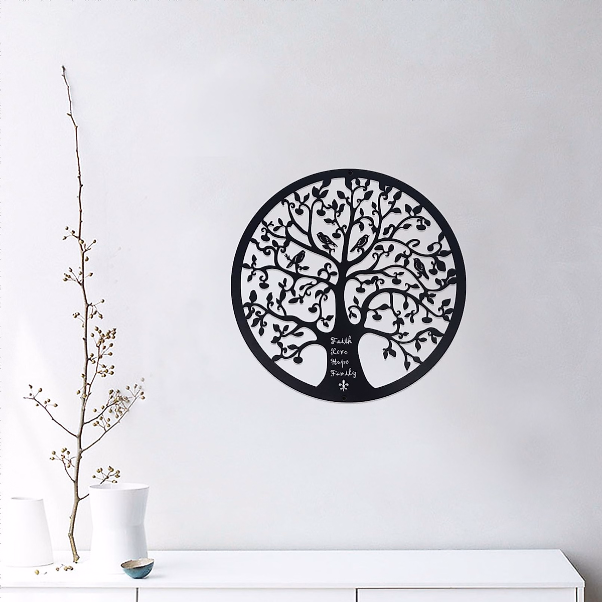 ESTART Tree of Life Metal Wall Art 2 Set, Family Tree with birds on branch Wall Hanging Decoration for Balcony Patio Porch Bedroom Living Room Garden Office and Farmhouse