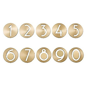 0-9 6.4cm Golden Brass Numbers Retro Villa Hotel Door Plates Round Hollow Numbers Room Number, 1pcs (Color : Number 7)