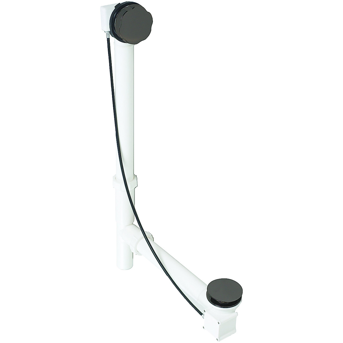 Westbrass D50P27TLE-12-12 27" Cable Drive Standard Bath Drain Trim Kit with Rotary Overflow Cover Knob, Pop-Up Stopper and Poly Tubular Pipes & Fittings, Oil Rubbed Bronze (12-Pack)