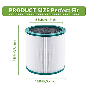 2 Pack,Air Purifier Filters Replacements,True HEPA Premium Grade Filters for Dyson Tower Purifier Pure Cool Link TP00,TP01,TP02,TP03,BP01,AM11 Models.Desk Purifier, Compare to Part # 968126-03