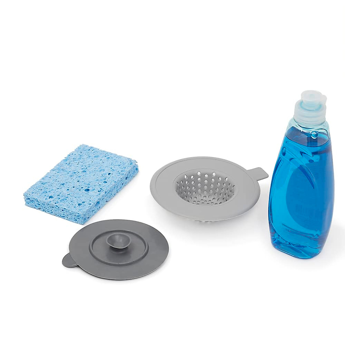 Flexible Grey Silicone Sink Strainer and Stopper for Kitchen Drains by Home Basics | Prevents Clogs and Keeps Sink Clean - Durable and Easy to Clean - Universal Fit
