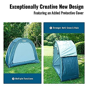 Qlais Outdoor Bike Storage Shed, Portable Bicycle Storage Cover, 210D Waterproof Silver Coated Oxford Bike Cover, Foldable Bicycle Shelter for Outfoor (Large)