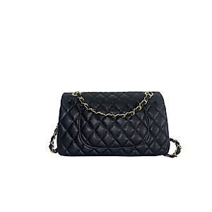Yannie Womens Caviar Crossbody Shoulder Bags Quilted Cross body Satchel Handbags Women prom party Bag Purse with Gift Box (Black 2)
