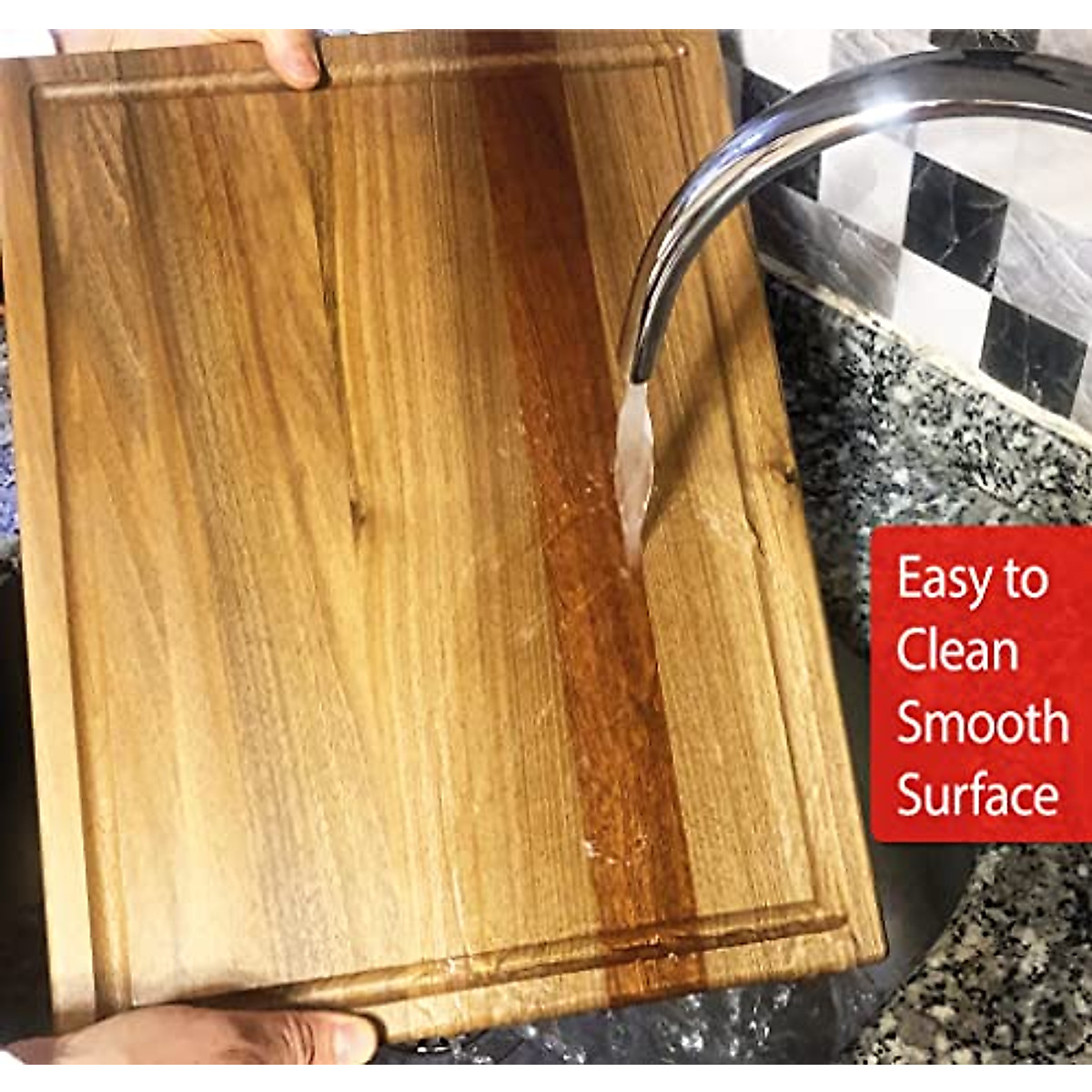 Bilikolik Large Walnut Wood Cutting Board for Kitchen (16x12x1.15) - Reversible Serving Tray - Walnut Cutting Board - Butcher Block - Meat, Vegetables, Fruits, Cheese