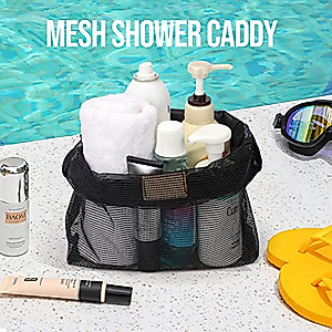KPX Shower Caddy Mesh Tote Bag, Mesh Shower Bag, Quick Dry Toiletry Bath Bag Portable, Hanging Bath Organizer for College Dorm,Beach, Gym, Swimming, Yoga and Travel (1pcs, Black)