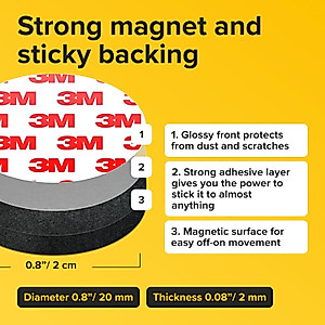 Adhesive Magnets for Crafts - 100 PCs Flexible Round Magnets with Adhesive Backing - Small Sticky Magnets - Magnetic Dots with Adhesive Back are Alternative to Magnetic Tape, Stickers and Strip