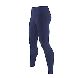 9M Mens Ultra Soft Thermal Underwear Leggings Bottoms - Compression Pants with Fleece Lined, Navy Blue, Medium