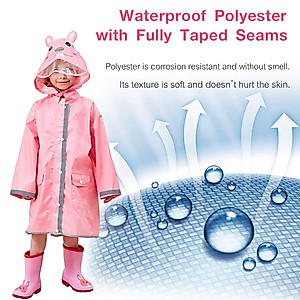 SSAWcasa Kids Rain Wear,3D Cartoon Children Toddler Raincoat Jacket Poncho for Boy Girl (M, Pink)