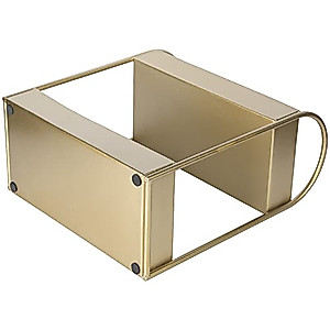 MyGift 2 Tier Gold Metal Bathroom Countertop Vanity Makeup Organizer Display Shelf with Decorative Handles, Cosmetic and Accessories Storage Rack