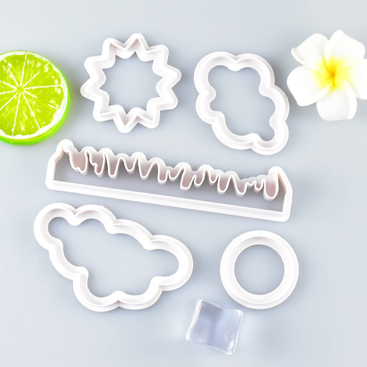 Serduobi 10 Pcs Cloud Cookie Cutters Cloud Cutters Set Sun Baking Molding Grass Cake Decorating Mini Sun Cutters for DIY Cake Fondant Decorating