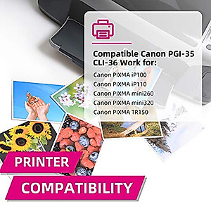Intactech PGI-35 & CLI-36 Ink Cartridges Compatible with Canon PGI35 CLI36 Ink Use for Canon PIXMA iP110 iP100 mini260 mini320 TR150 Printer 3-Pack