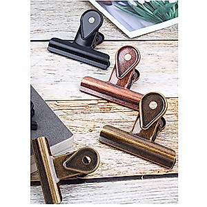 Zittop 4 Pack Bulldog Duckbill Metal Binder Clips, Invoice Bill Clip Utility Paper Clips for Office Home Use (Bronze, 40mm)