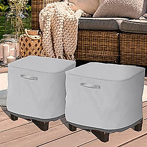 NARELECT Patio Ottoman Cover, 34" x24" x17" Waterproof Heavy Duty Durable Patio Furniture Covers, Outdoor Ottoman Cover Square Table Cover, Gray