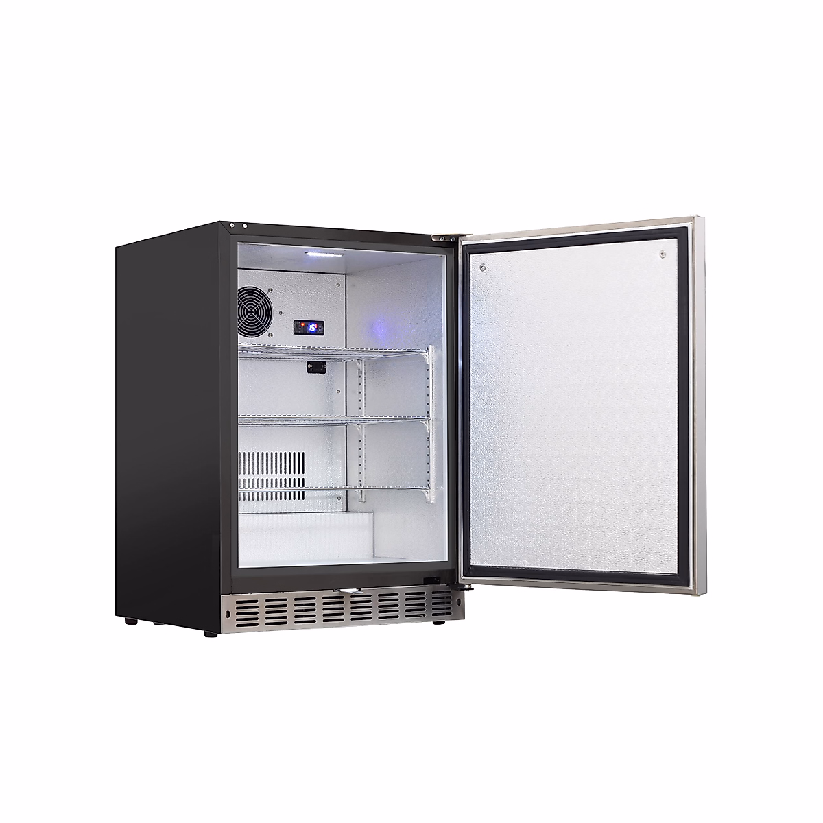 HCK 24 Inch Outdoor Refrigerator, Undercounter Refrigerators with Stainless Steel Door, 161 Can Beverage Fridge for Home Bar, Kitchen, Patio, Outdoor, and Commercial Use - 5.12 Cu.Ft