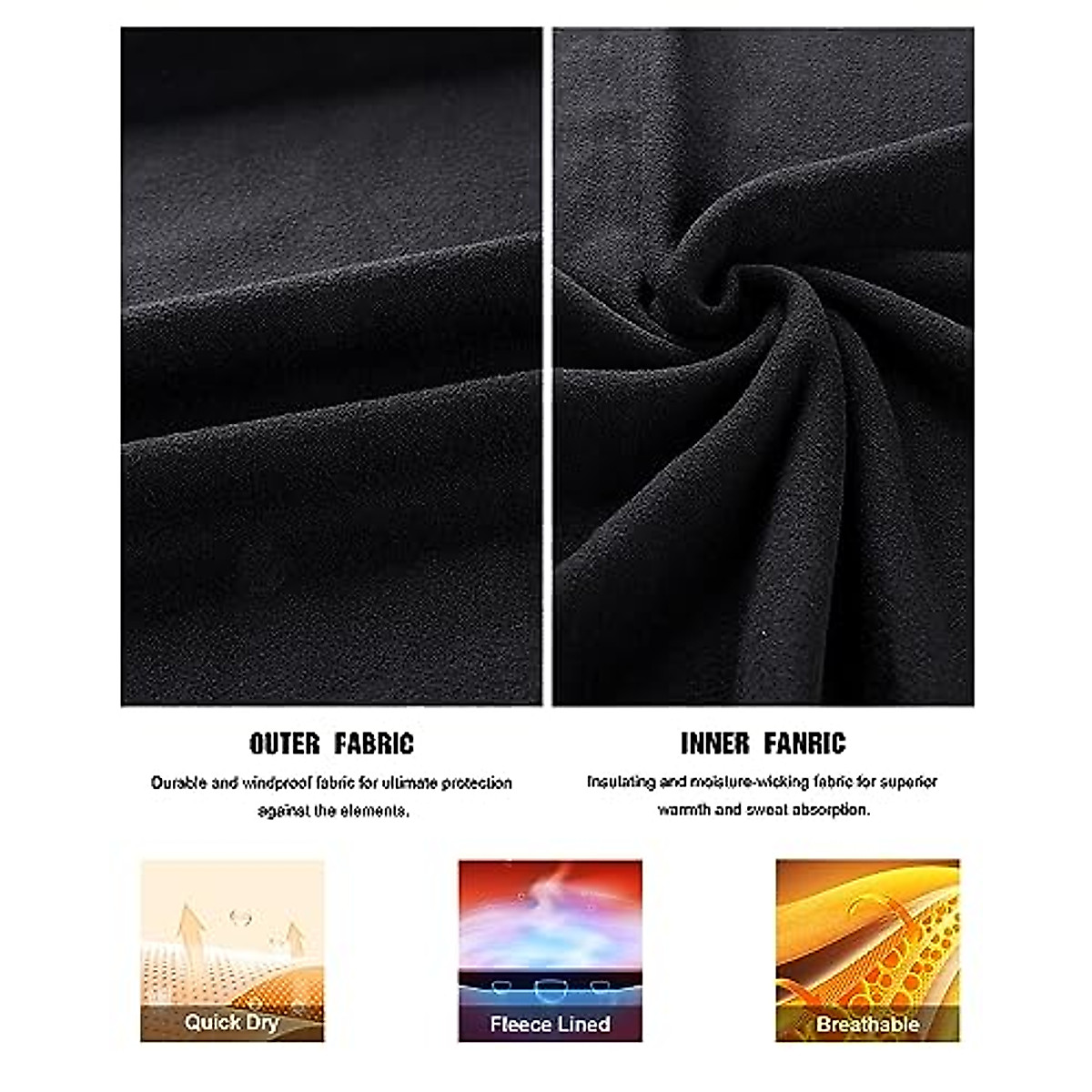 Runhit Thermal Underwear for Men Base Layer Cold Weather Mens Long John Winter Pants and Shirts Thermal Set Medium Black