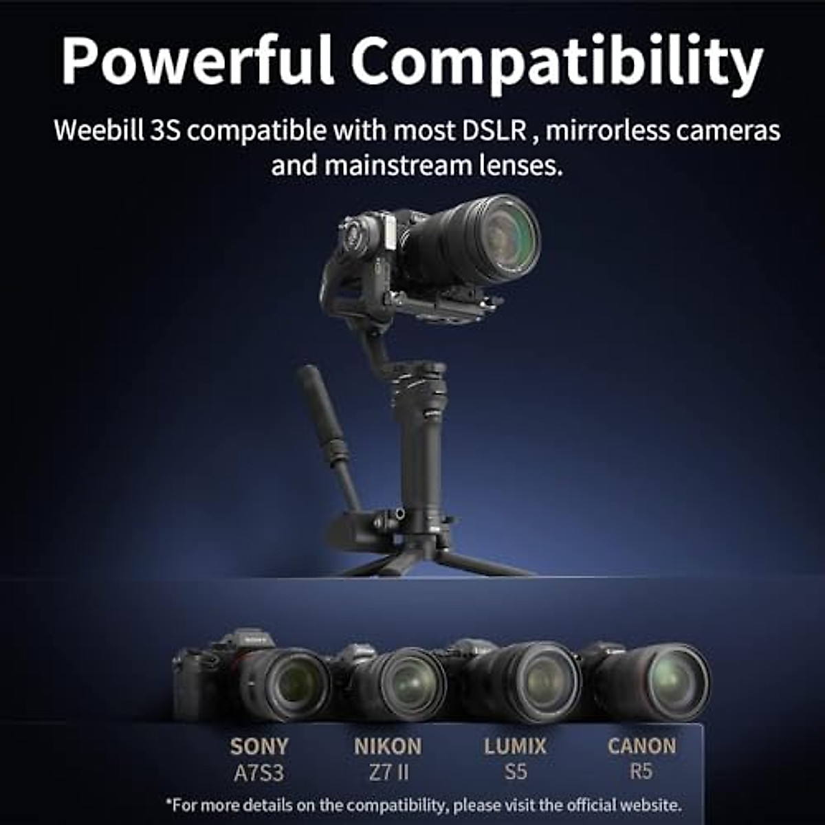 Zhiyun Weebill 3S Gimbal Stabilizer for DSLR and Mirrorless Camera, Professional Video Stabilizer for Sony Canon Nikon Panasonic Fujifilm Built-in LED Fill Light Support PD Fast Charge