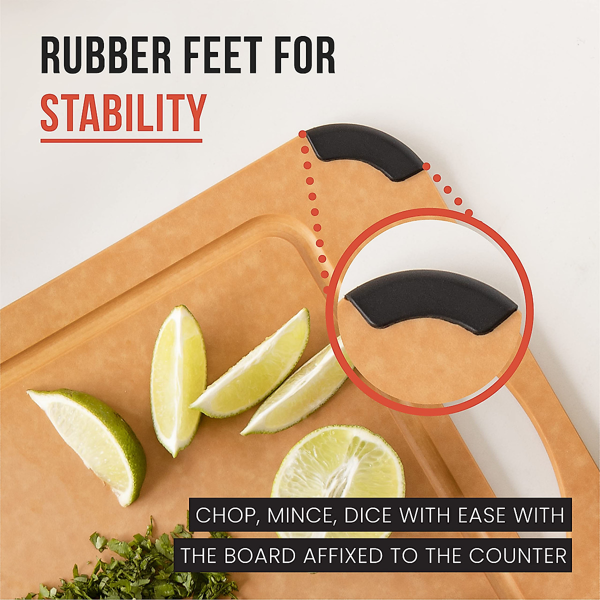 Chef Pomodoro Wood Cutting Board for Kitchen, Dishwasher Safe, Dual-sided with Juice Groove, Non-porous Non-slip Scratch-resistant Surface, Easy Grip Handle, 14.5 x 11 inches