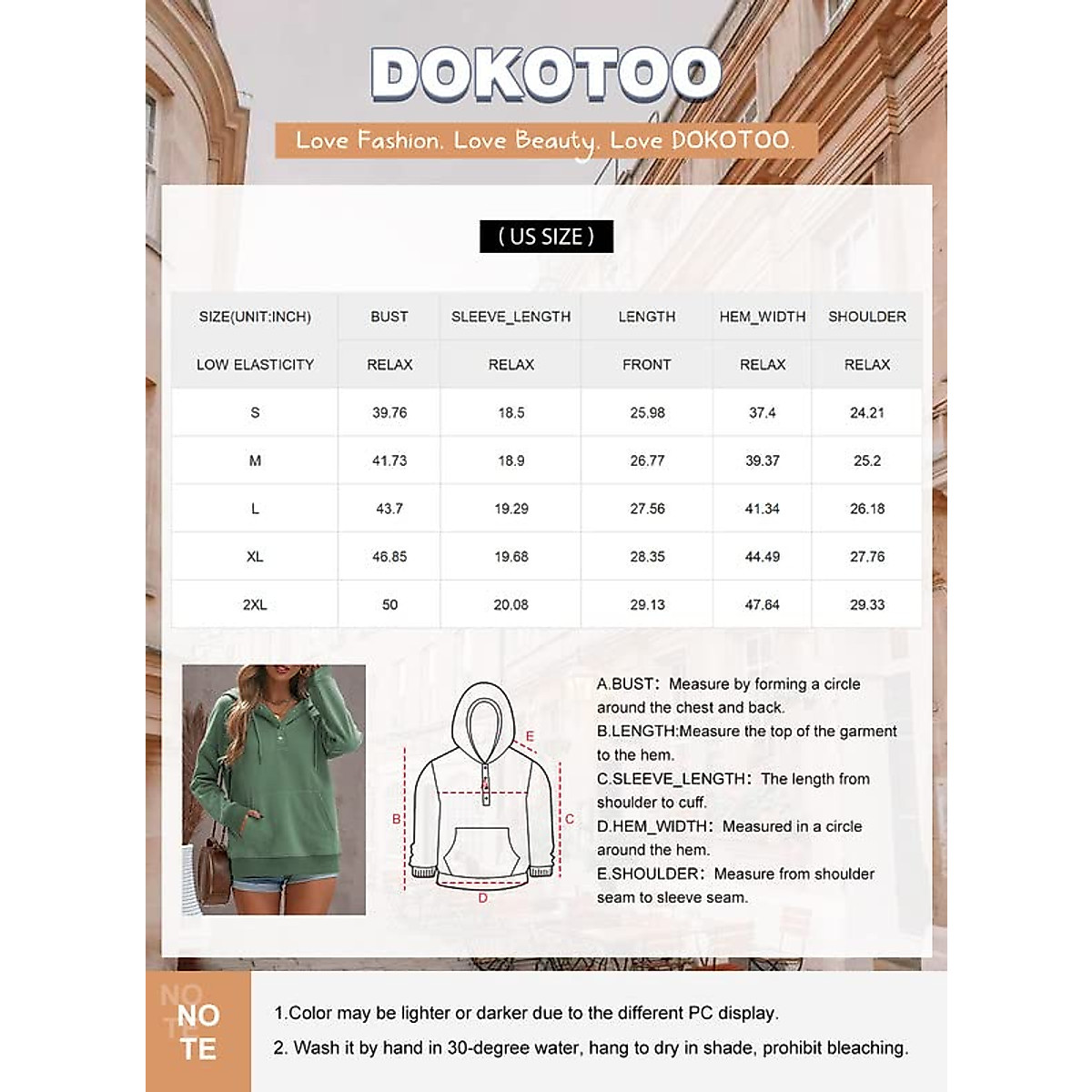 Dokotoo Hoodies For Women Drawstring Long Sleeve Front Button Collar Hooded Pullovers with Pockets Winter Sweatshirt Loose Fit Casual Ladies Fall Shirt Tops X-Large Green