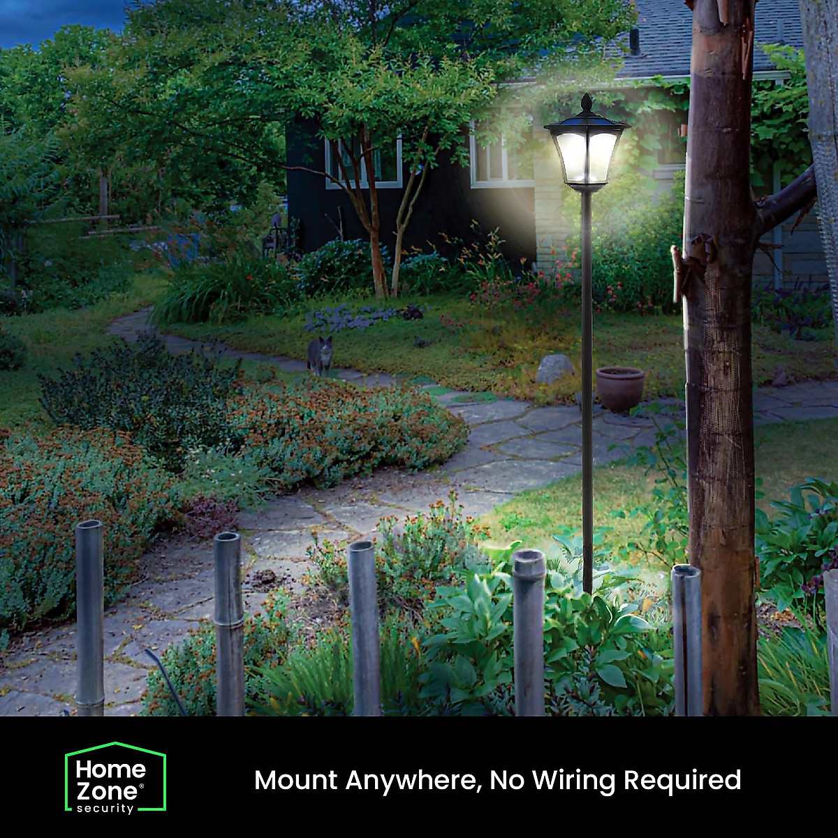 Home Zone Solar Lamp Post Light - 65" Tall Decorative Outdoor Solar Garden Lamp Post Lights (1 Set)